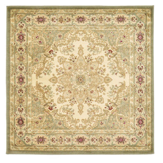 Rug Unique Loom Versailles Green Square 4' 0 x 4' 0 - Victorian - Area ...