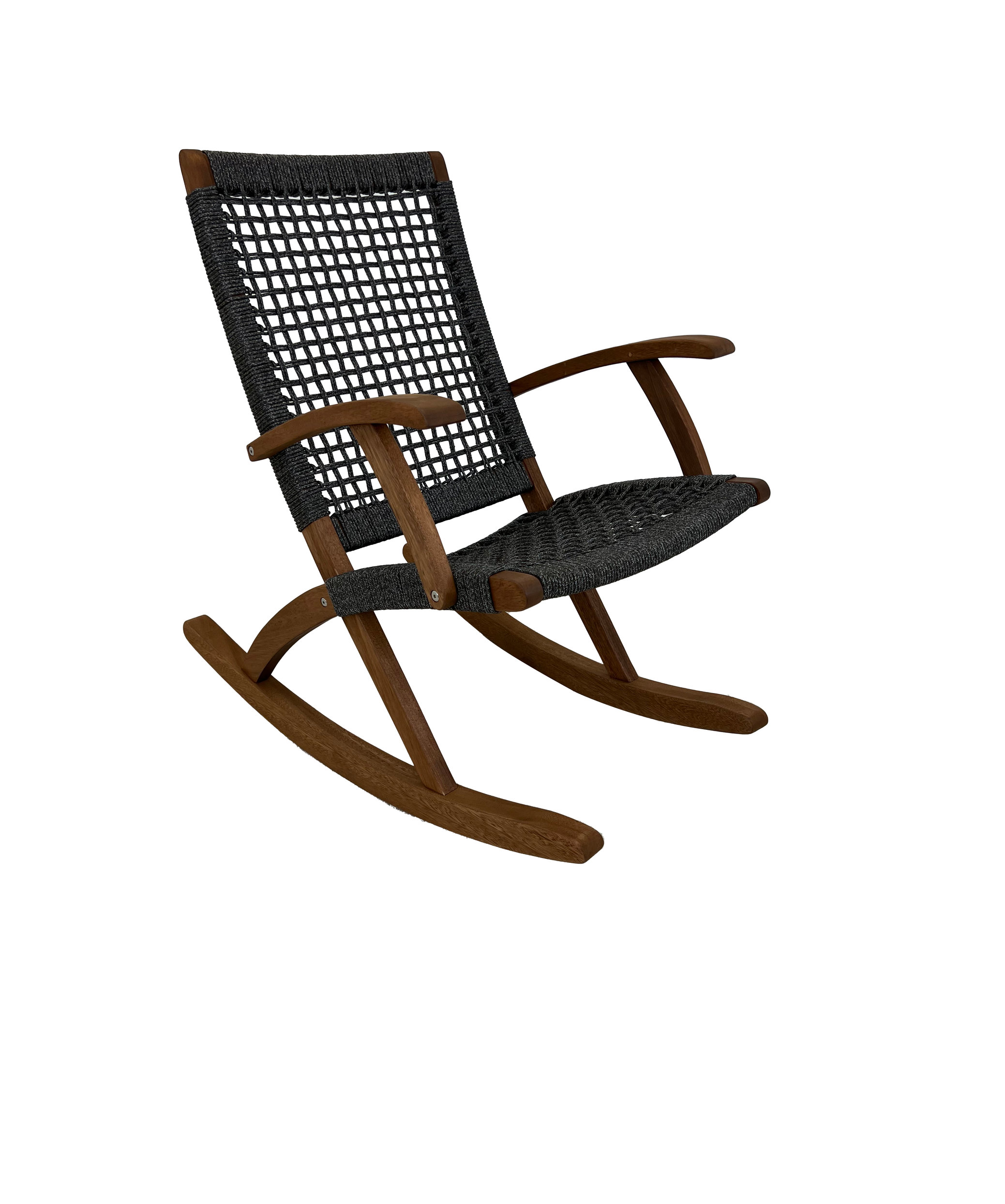 Eucalyptus and Grey Rope Rocking Chairs With Square Accent Table ...