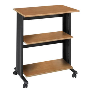 Scranton & Co Metal & Wood Mobile Machine Cart in Medium Oak/Black ...