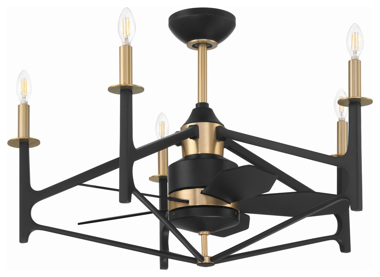The Reserve 32" Ceiling Fan, Flat Black and Satin Brass - Transitional ...