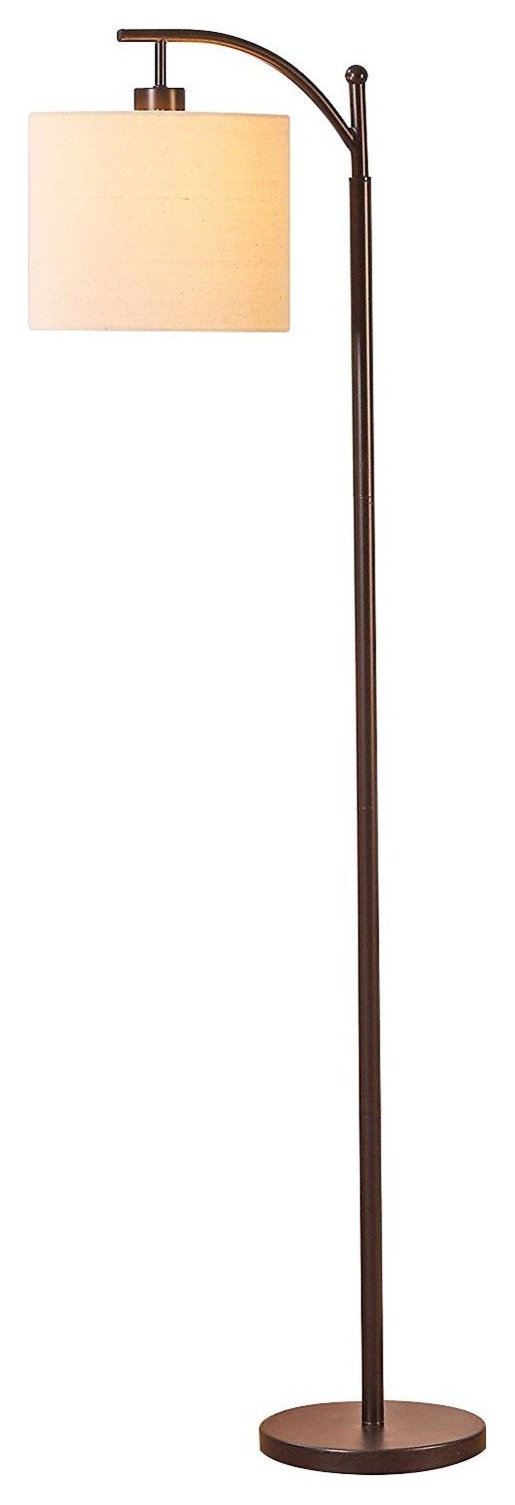 Noir Stem With Oatmeal Hue Drum Shade, Industrial Tall Standing Lamp ...