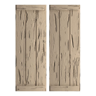 Rustic 3 Board Joined B-N-B Faux Wood Shutters, 16.5x72" - Rustic ...