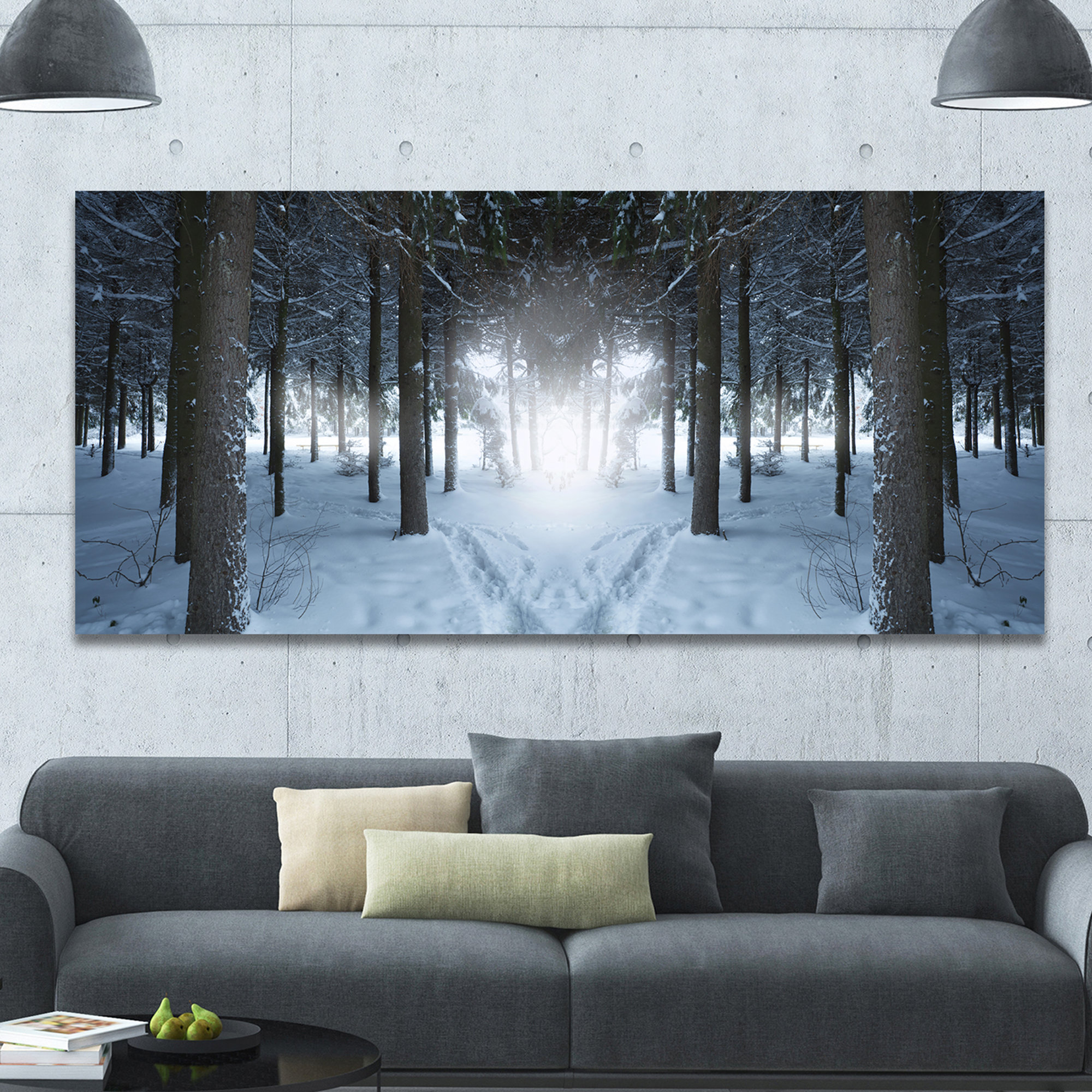 Designart - Winter Forest with Dark Woods - Landscape Canvas Art Print ...
