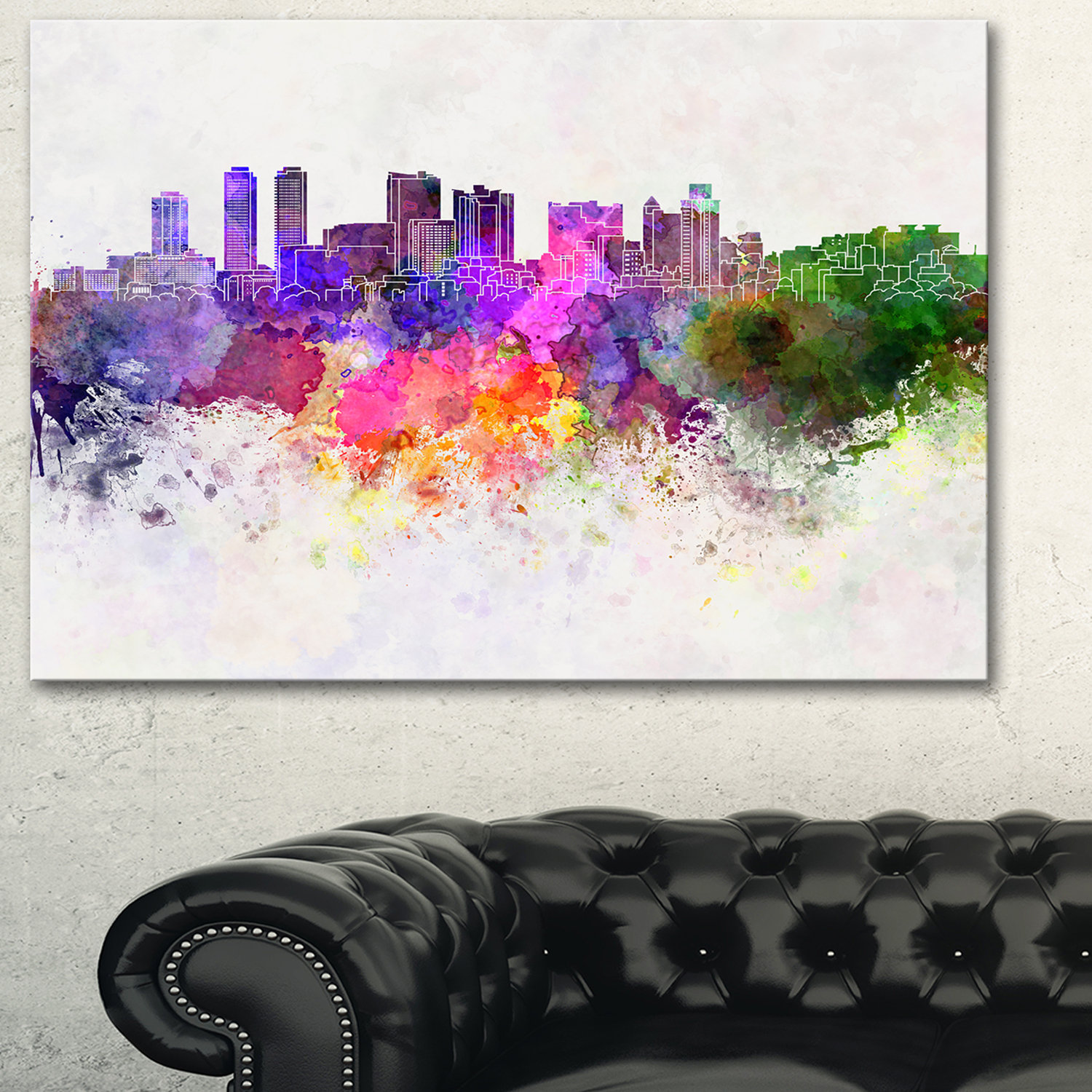 "Colombo Skyline" Cityscape Canvas Artwork Print, 32"x16 ...