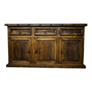 Rustic 3 Door Solid Wood Sideboard Buffet - Rustic - Buffets And ...