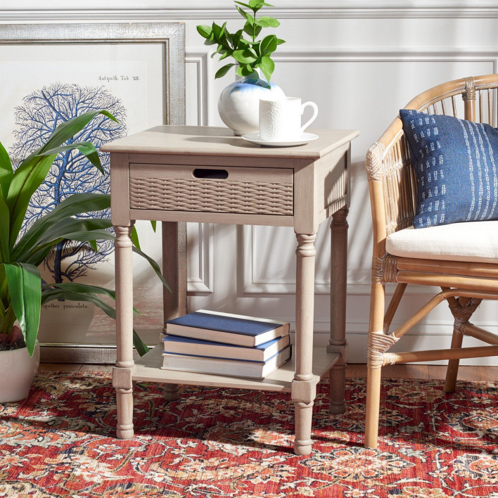 Audi One Drawer Accent Table Greige - French Country - Side Tables And ...