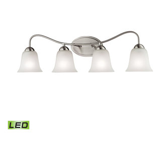 Conway 4-Light Bath Bar, Brushed Nickel With White Glass, LED ...