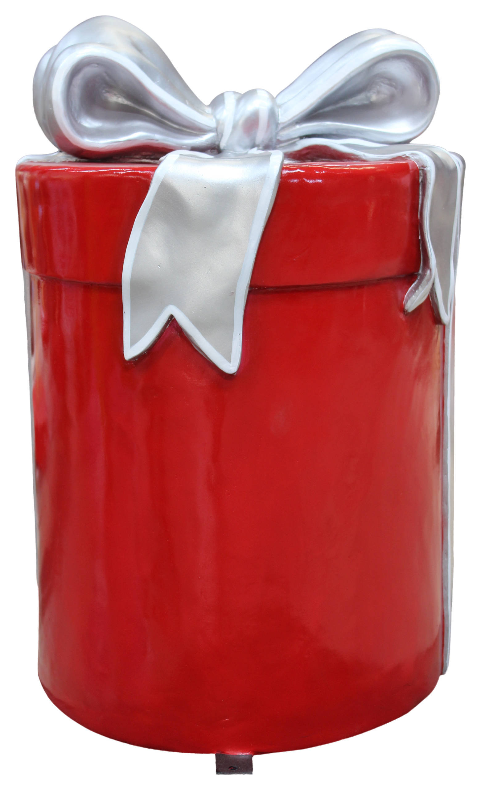 24" Red Oval Gift Box With Silver Ribbon, Bow With White Trim, Candy ...