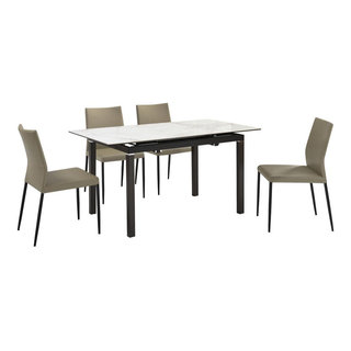 Giana Kash 5 Piece Extendable Dining Set with Taupe Gray Faux Leather ...