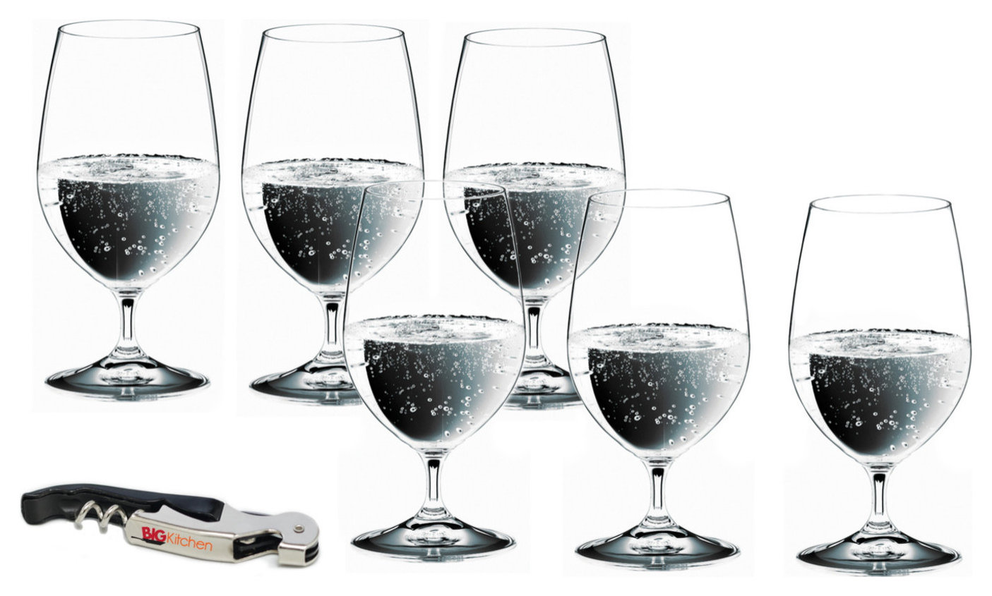 Riedel Vinum Gourmet Lead-Free Crystal 6 Pc Water Glass Set w/Waiter's ...