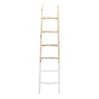 Wooden Decorative 76" Ladder, 2-Tone Nat/White - Contemporary - Ladders ...