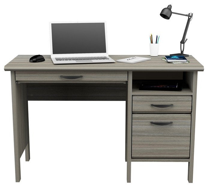 Inval America 2-Drawer Engineered Wood Computer Desk in Gray Smoke Oak ...
