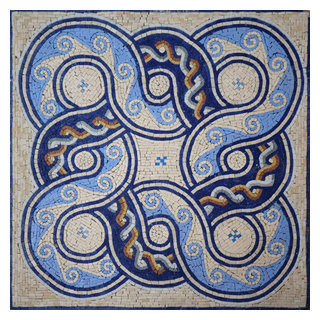 Mosaic Tile Art - August Blue, 36" x 36" - Traditional - Tile Murals ...