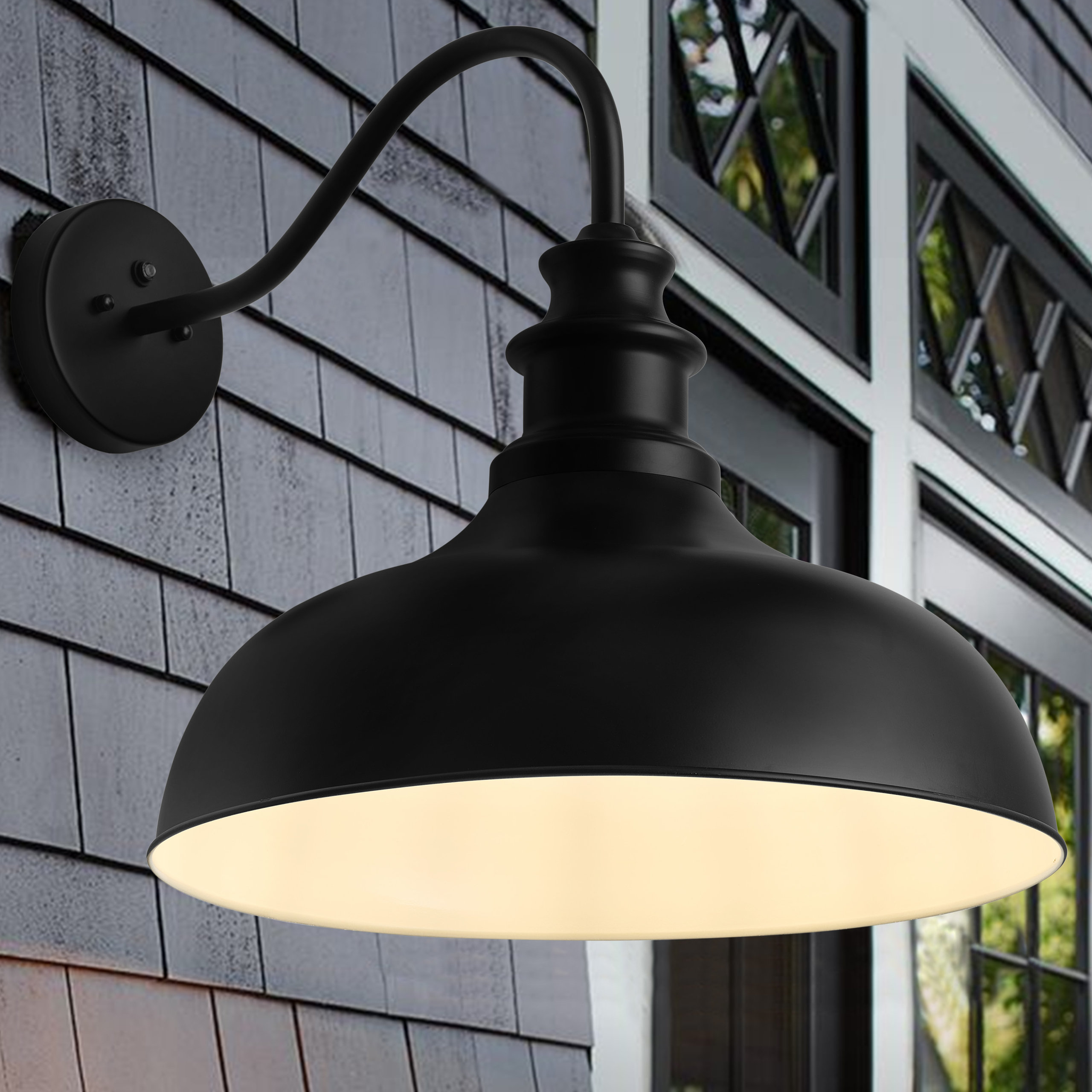 Unique Gooseneck Outdoor Barn Light Dusk to Dawn Wall Sconce ...