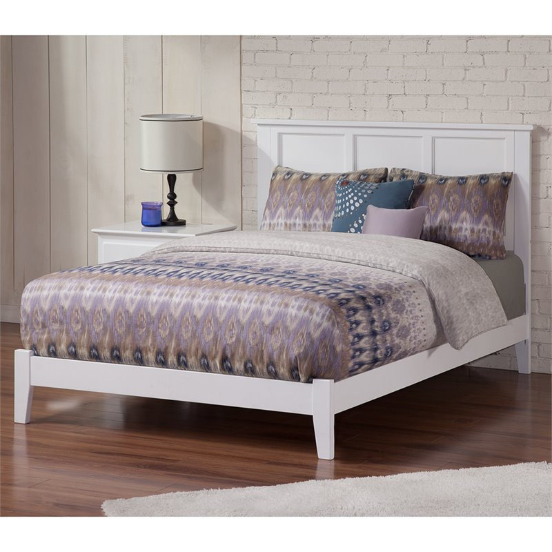 AFI Madison King Solid Wood Foundation Bed with USB Charger in White ...