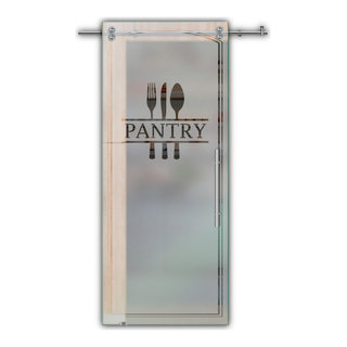 Pantry Frameless Sliding Glass Door with Frosted Pantry Design, 48"x81 ...