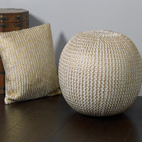 Bone Gold Pouf - Scandinavian - Floor Pillows And Poufs - by LR Home | Houzz