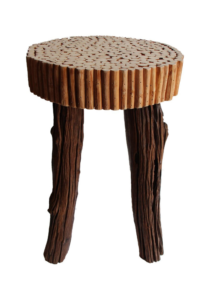 Modern Natural Wood Bubble Stool - Rustic - Side Tables And End Tables ...