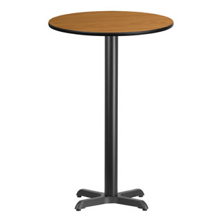 24'' Round Natural Laminate Table Top with 22'' x 22'' Bar Height Table ...