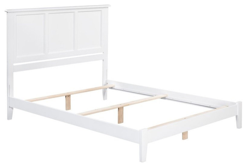AFI Madison Full Solid Wood Foundation Bed with USB Charger in White ...