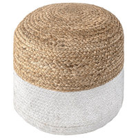 Nuloom Liana Braided Two Tone Jute Pouf, Natural - Beach Style - Floor Pillows And Poufs - by ...