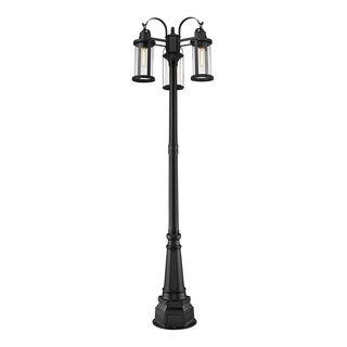Roundhouse Three Light Outdoor Post Mount, Black - Traditional - Post ...
