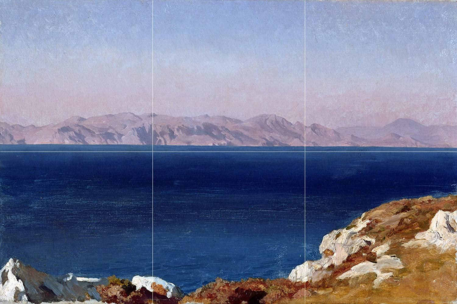 Tile Mural The Isle of Chios landscape sea Backsplash, Four Inch Marble ...