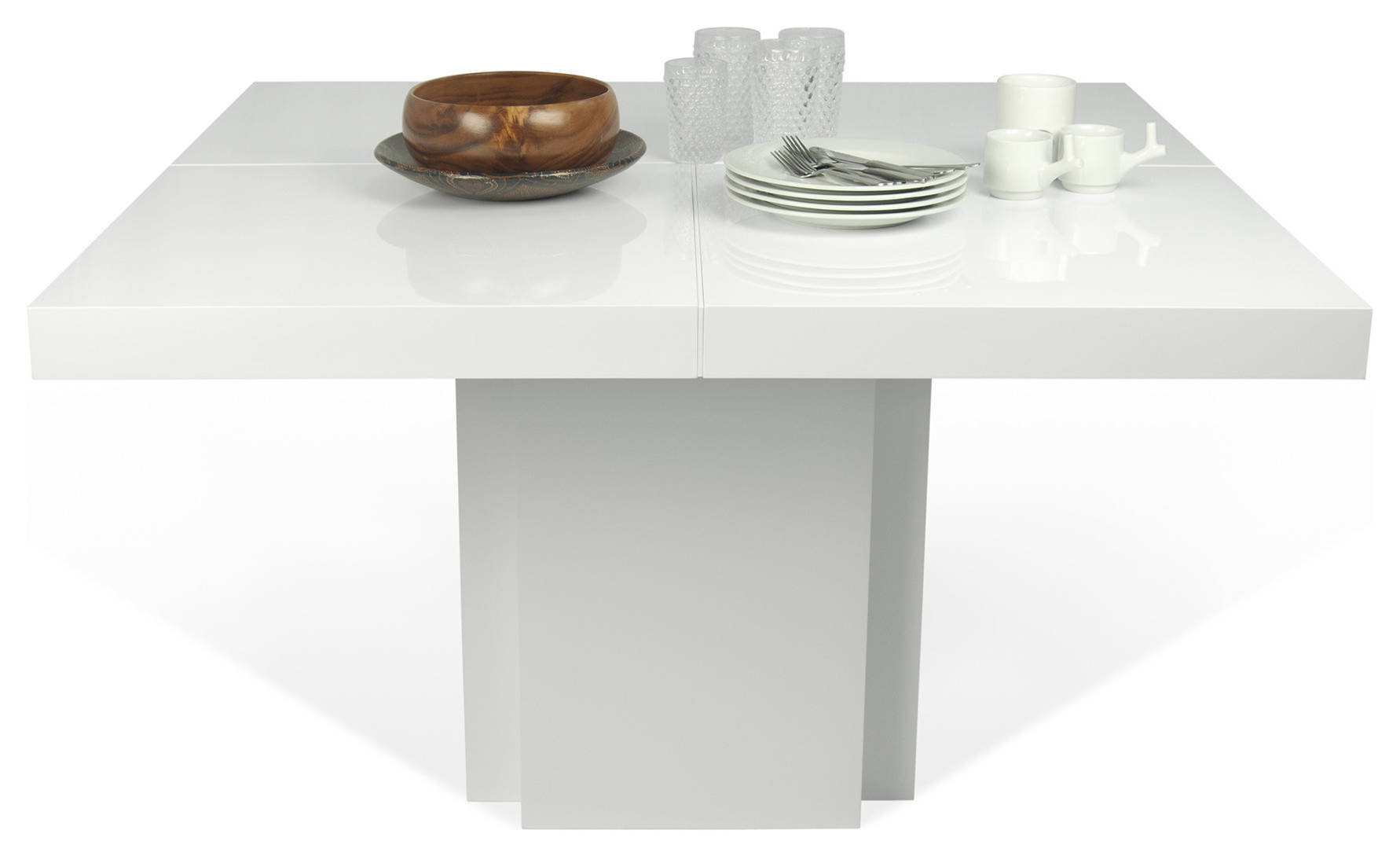 Dusk Dining Table, High Gloss White, 51", One Leg - Transitional ...