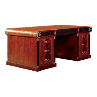 Executive Desk With Bronze and Black Accents, 94.5 - Traditional ...
