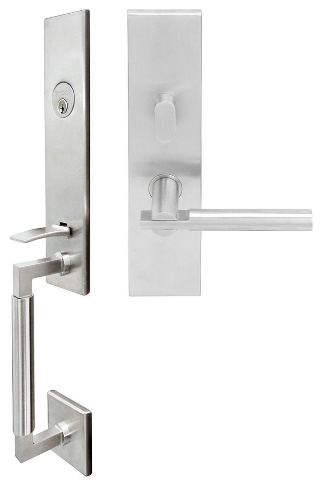 Sequoia Lever, Mortise Entry Handle set, Left Hand, Satin Stainless ...