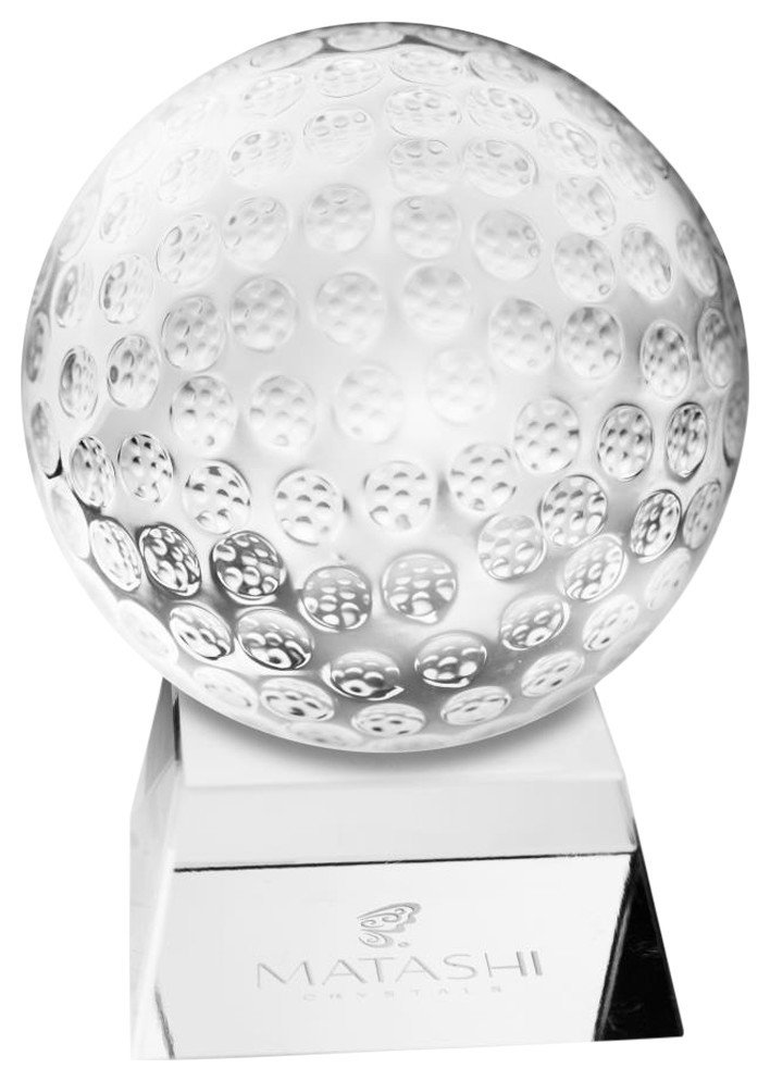 Crystal Paperweight with Golf Ball Ornament and Trapezoid Base by ...