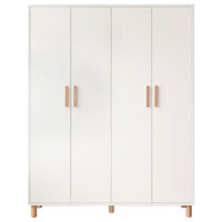 Solid Wood small Wardrobe, White Four-Door Wardrobe With Legs 61.4x19 ...