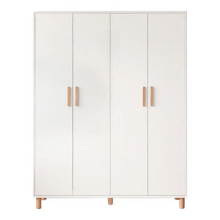 Solid Wood small Wardrobe, White Four-Door Wardrobe With Legs 61.4x19 ...