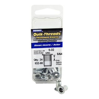 Surebonder™ 832-80 Quik-Threads™ Steel Threaded Insert Rivets, 0.020-0. ...