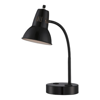 Desk Lamp, Black With Outlet and USB Charging - Transitional - Door ...