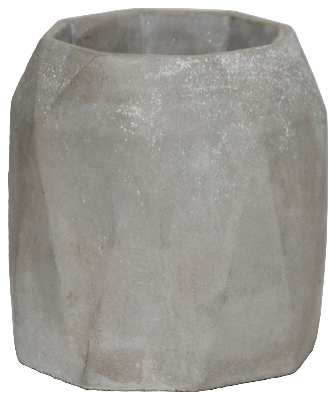 Round Cement Flower Pot with Inward Curved Octagonal top, Large, Gray ...