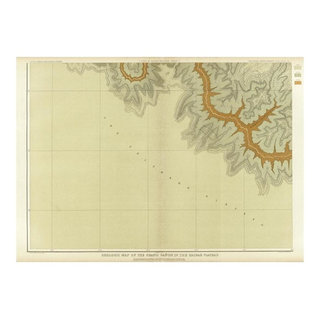 "Grand Canyon, Map of Kaibab Plateau, Southwestern, 1882" Paper Art, 24 ...