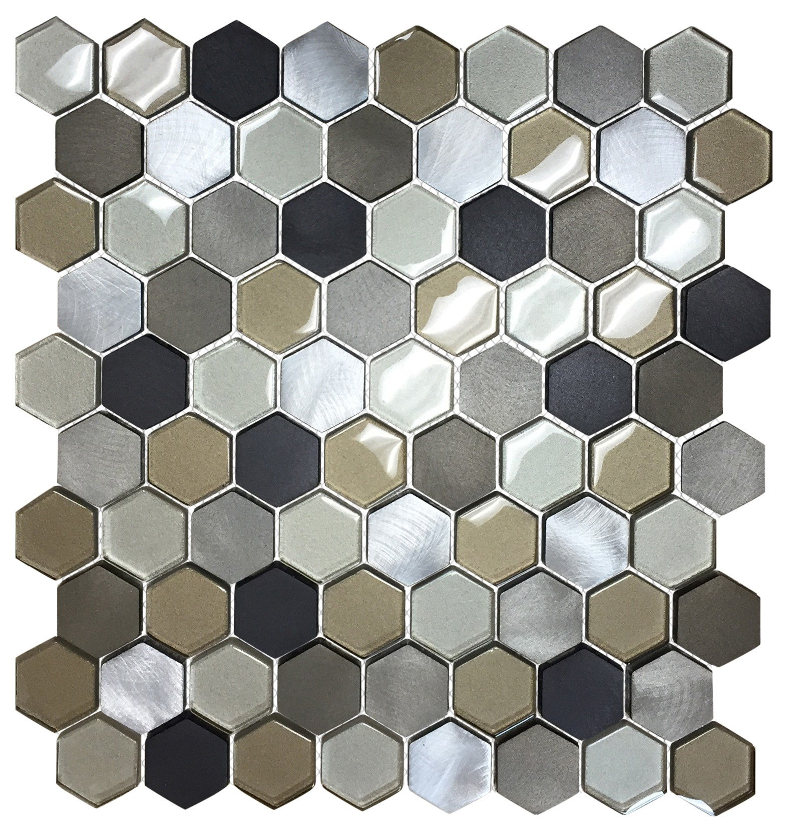 Hexagon Metallix Mosaic, Orion, Sample - Contemporary - Mosaic Tile ...