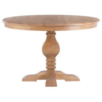 Linon Larson Pine Wood Round Pedestal Dining Table in Rustic Honey ...