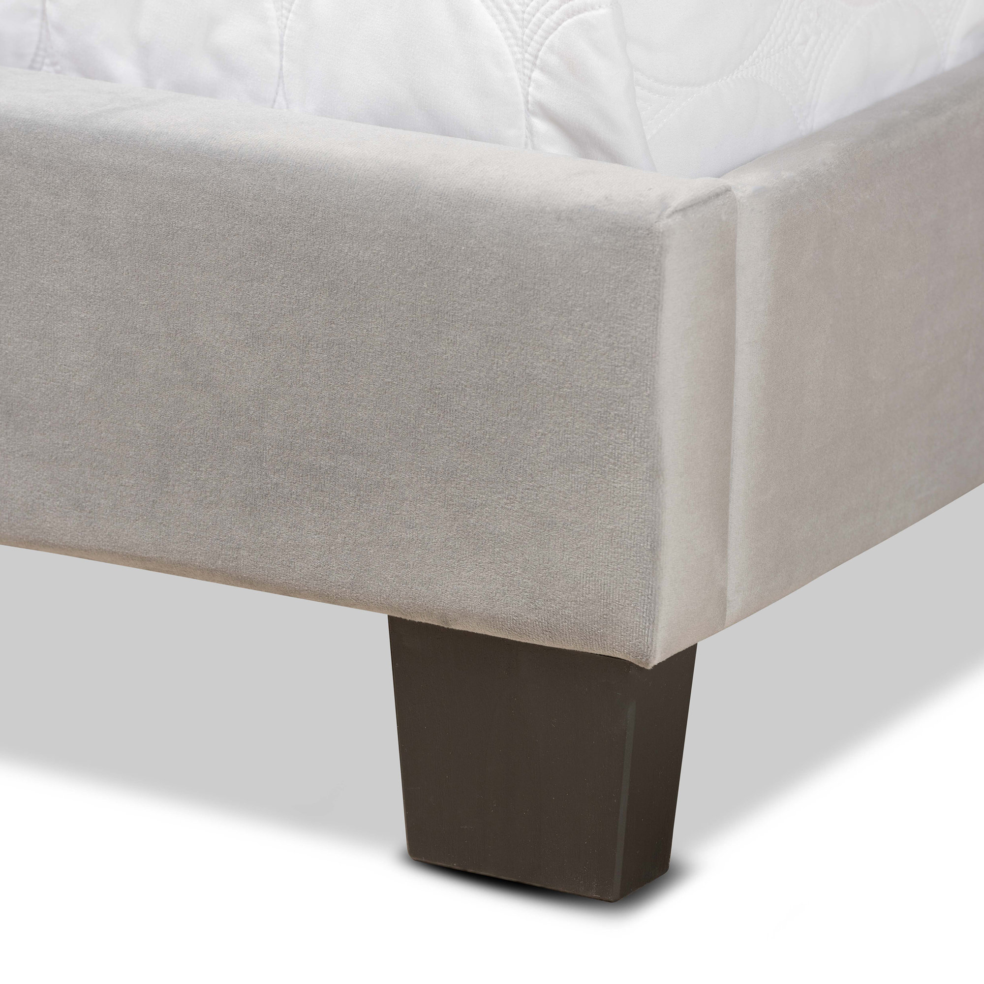 Tamira Modern Glam Grey Velvet Upholstered Queen Size Panel Bed ...