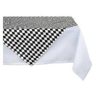 DII Black and Cream Harlequin Print Table Topper - Contemporary ...