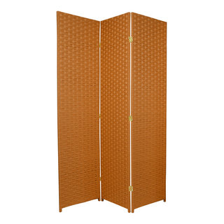 6' Tall Woven Fiber Room Divider, Special Edition, 3 Panels - Tropical ...