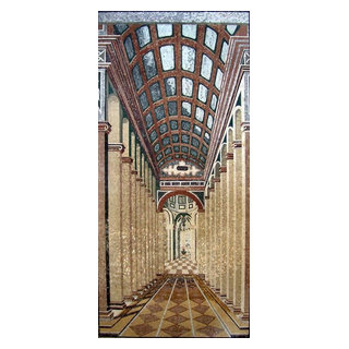 Marble Mosaic Mural Wall In 3D, 46" x 97" - Contemporary - Tile Murals ...