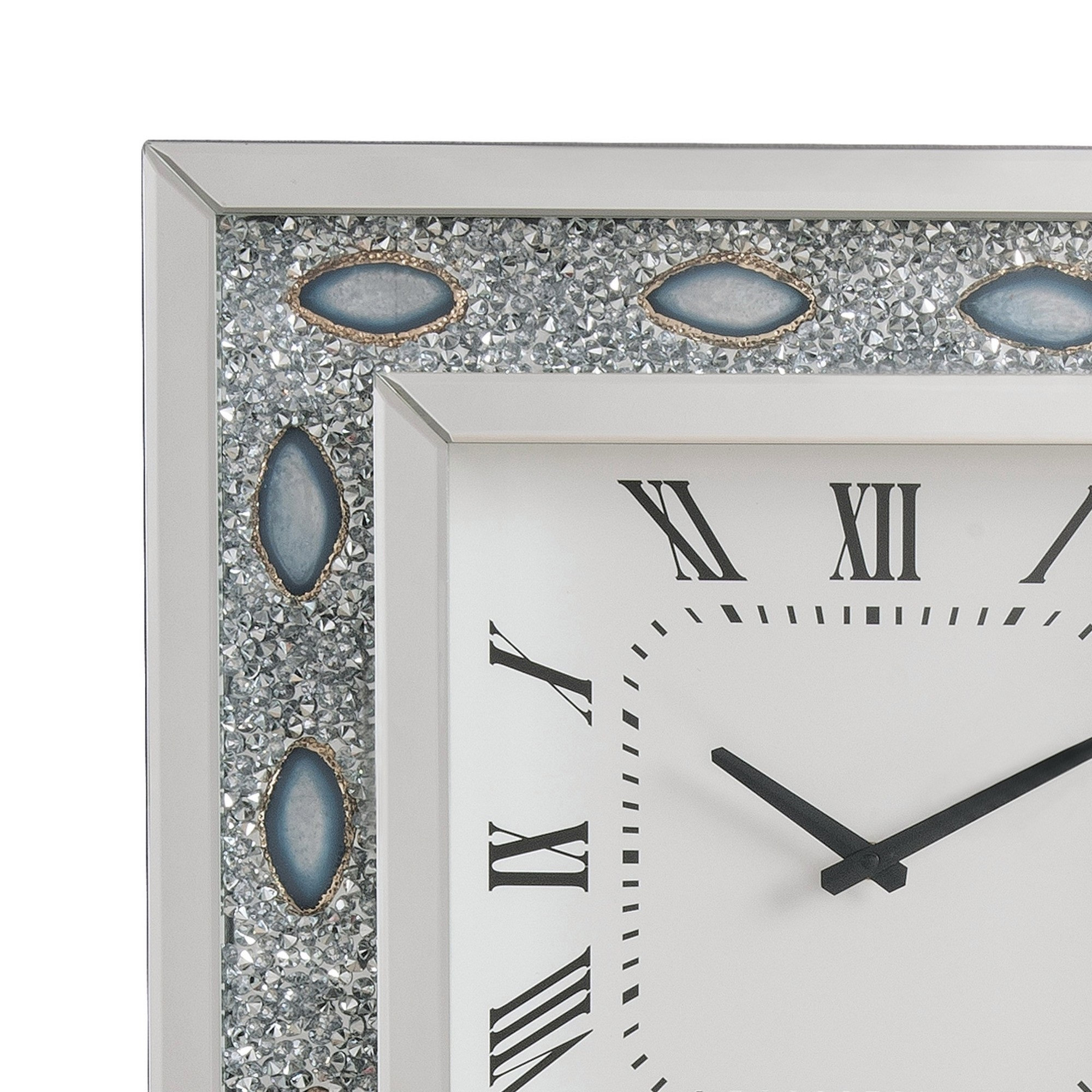 Wood & Mirror Square Analog Wall Clock, White - Contemporary - Wall ...