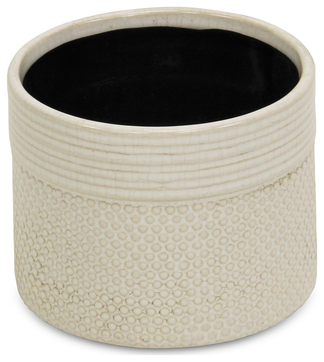 Elegant Off-white Ceramic Pot - Medium - Transitional - Outdoor Pots ...