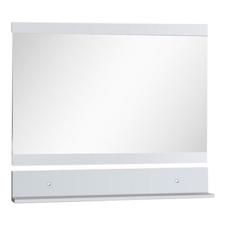 Solid Wood Frame Mirror, White - Transitional - Bathroom Mirrors - by ...