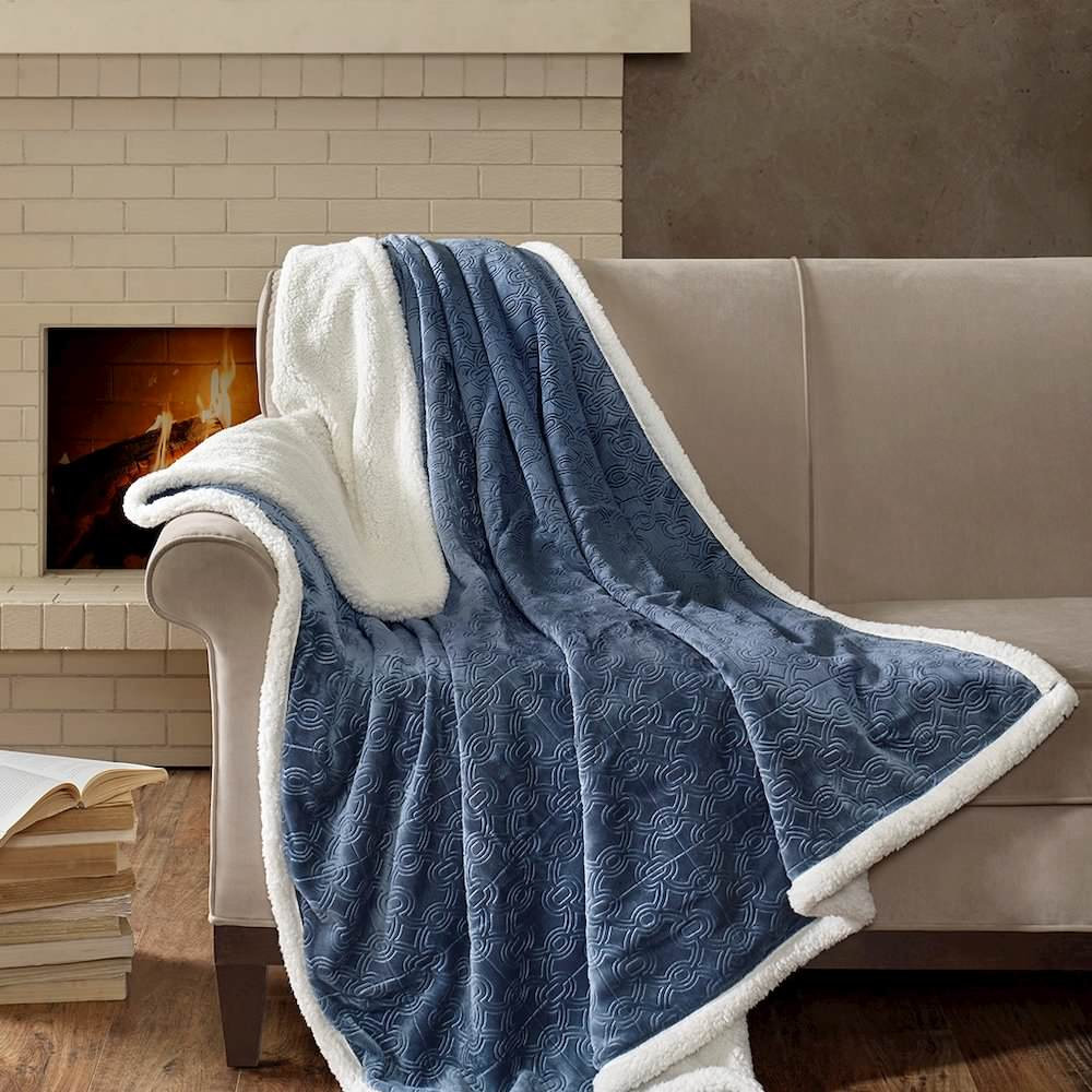 100% Polyester Embossed Micro Velour Oversized Textured Plush Throw ...