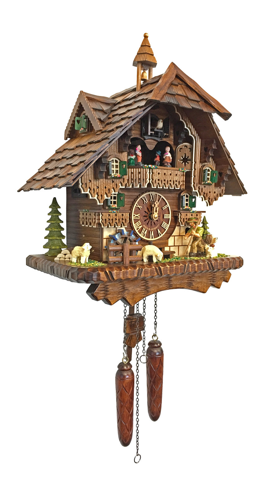 Engstler Battery - Operated Cuckoo Clock - Full Size - 14"H x 14"W x 9"D - Traditional - Cuckoo ...