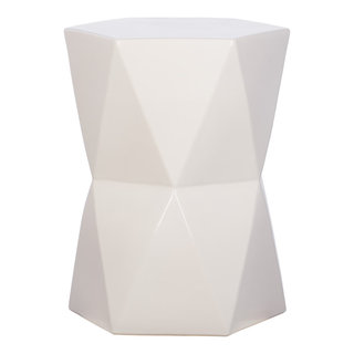 Lg Matrix Hex Stool, White 17X22"H - Contemporary - Accent And Garden ...