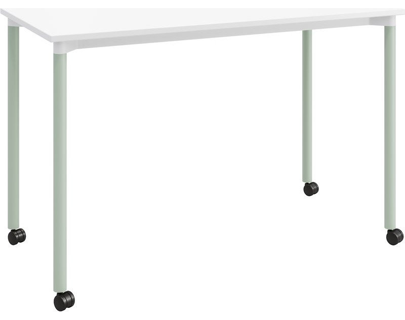 Olio Designs Spright Mobile Wood Top Work Table Desk in White and Sage ...